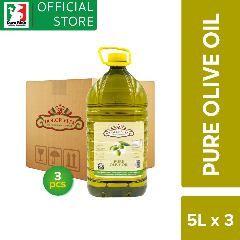 Dolce Vita 100% Pure Olive Oil 5L (Cold-Pressed) - WHOLESALE (5L x 3)